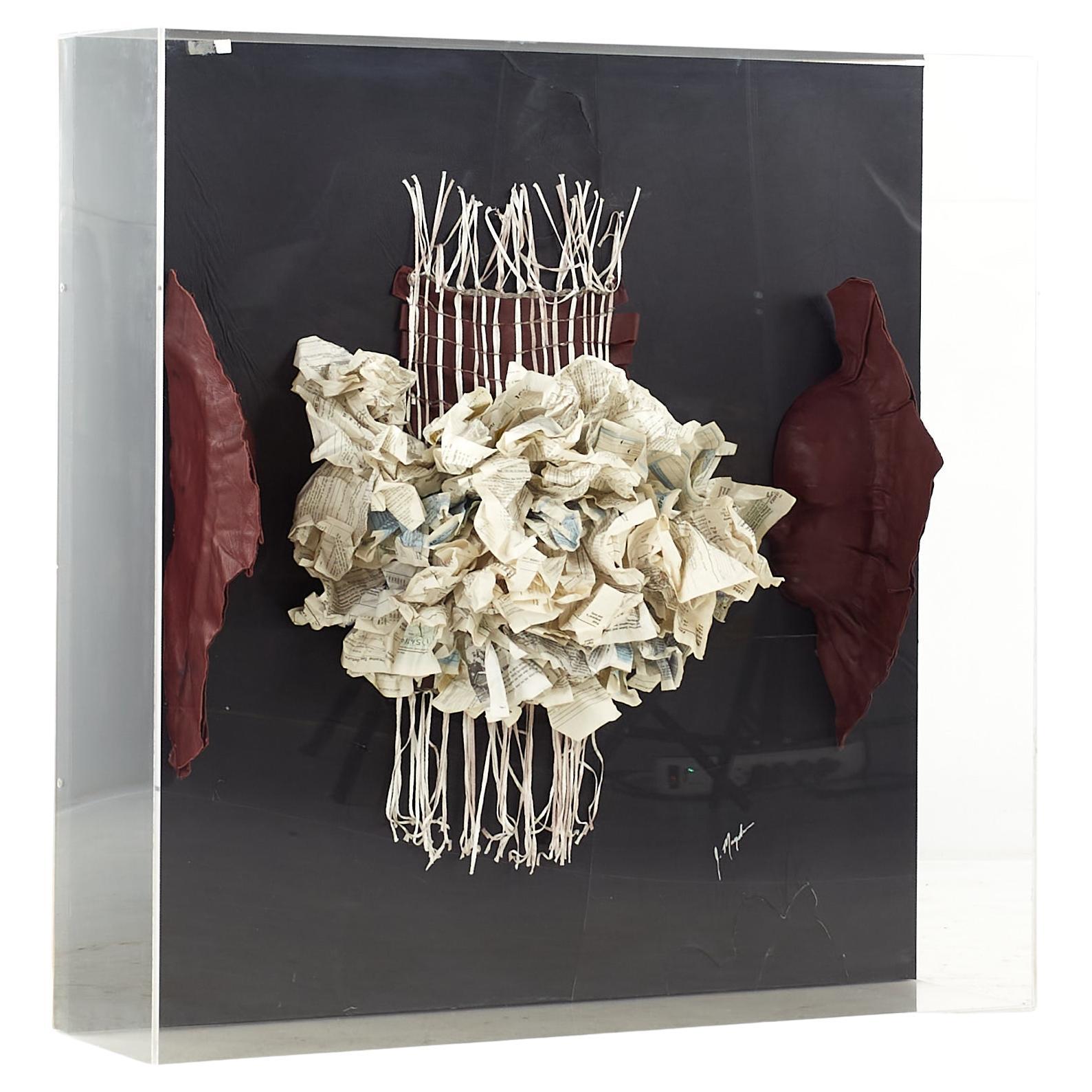 20th Century Handmade Paper Wall Sculpture Encased in Acrylic For Sale ...