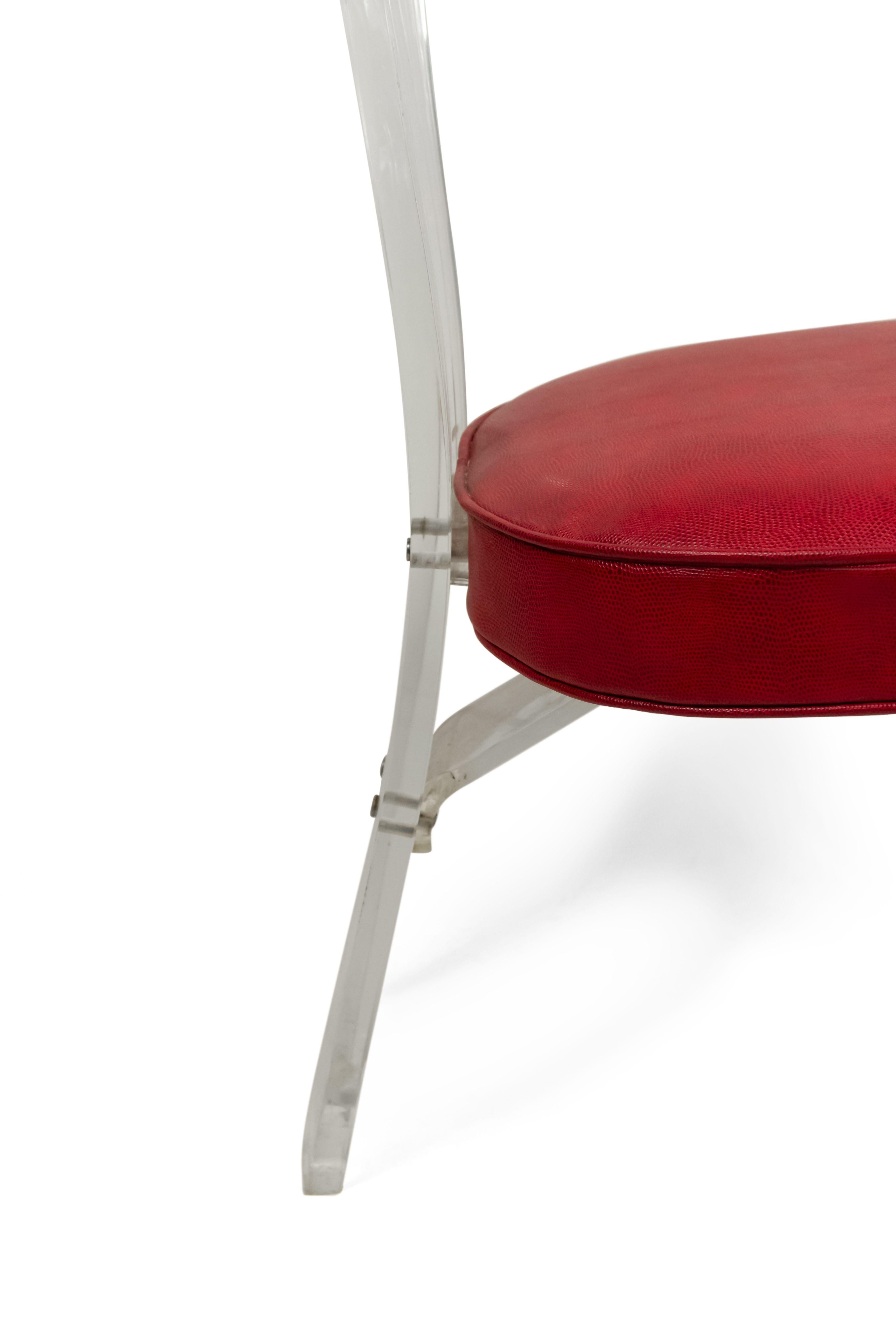 Midcentury Lucite Faux Snake Skin Side Chairs For Sale at 1stDibs