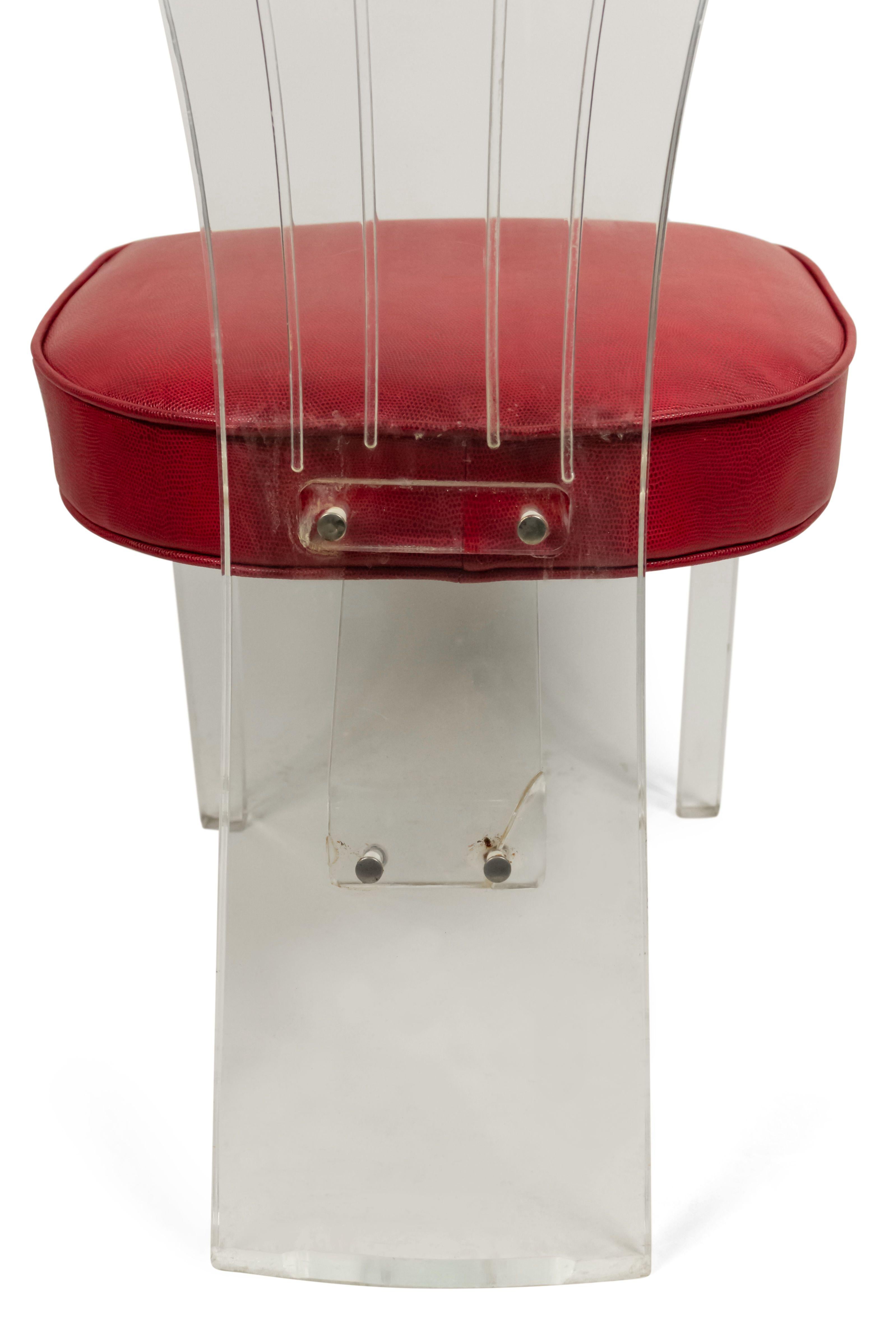 Midcentury Lucite Faux Snake Skin Side Chairs For Sale at 1stDibs