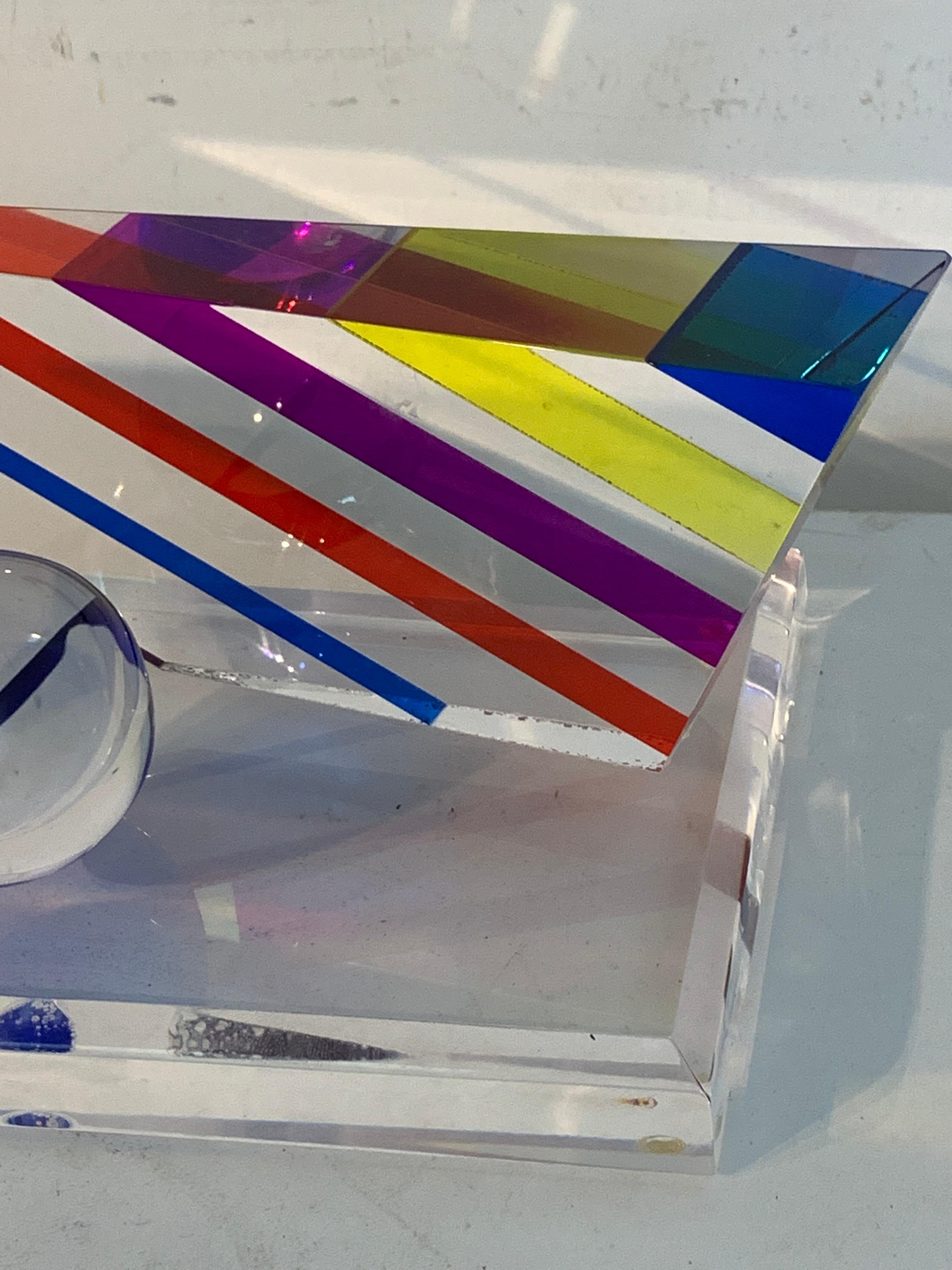 Midcentury Lucite Multi-Colored Triangular Geometric Sculpture by Will ...