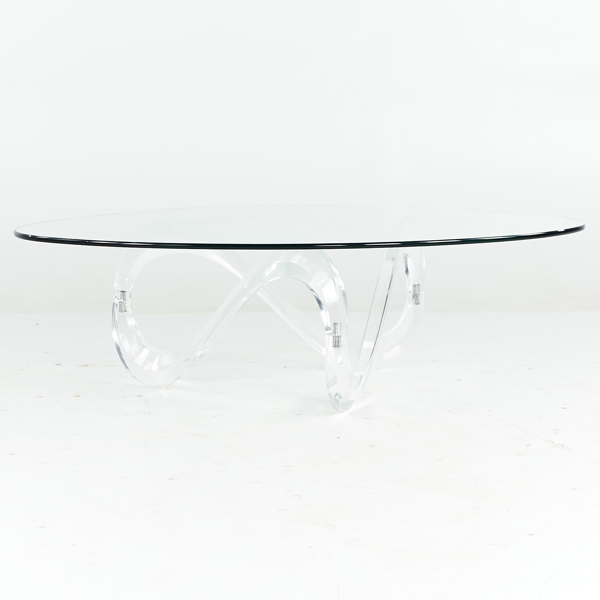 Midcentury Lucite Ribbon Coffee Table For Sale at 1stDibs