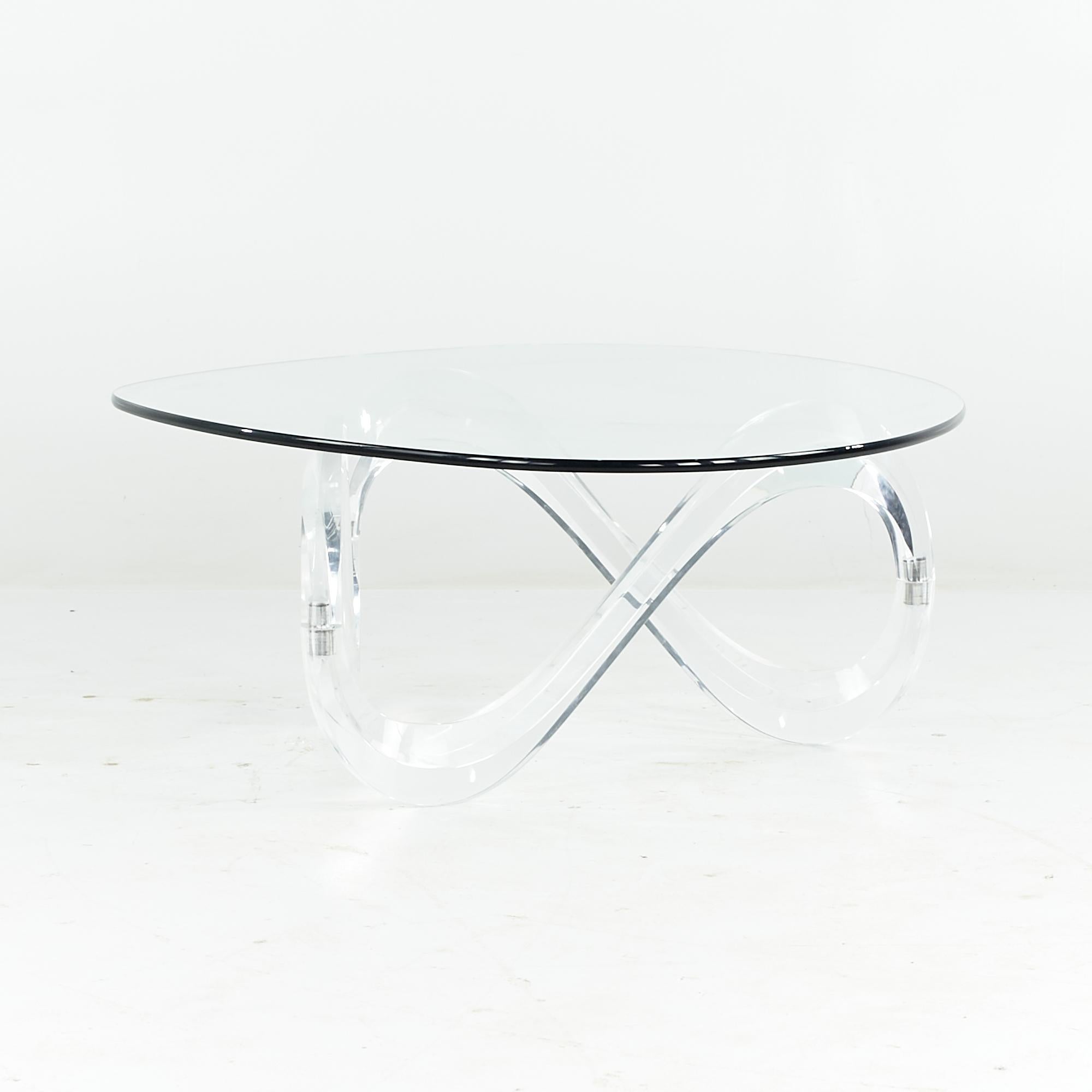 Midcentury Lucite Ribbon Coffee Table For Sale at 1stDibs