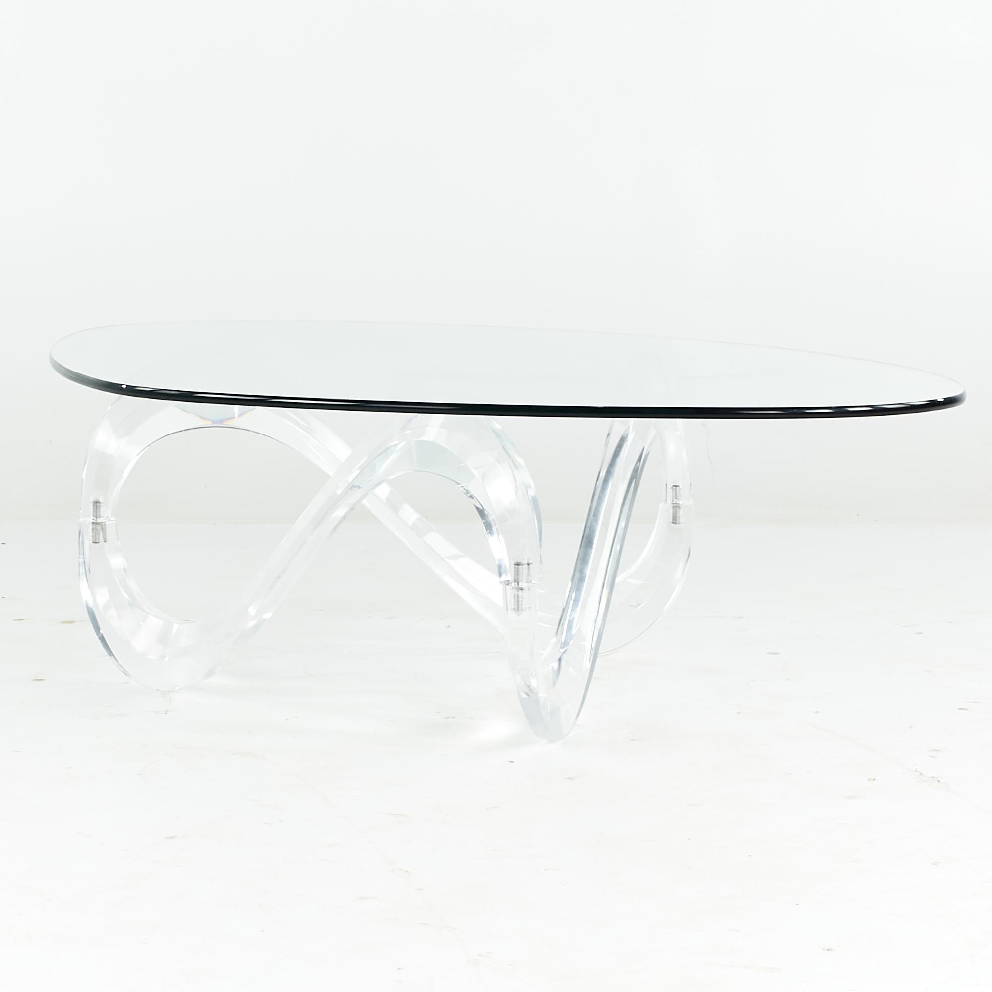 Midcentury Lucite Ribbon Coffee Table For Sale at 1stDibs