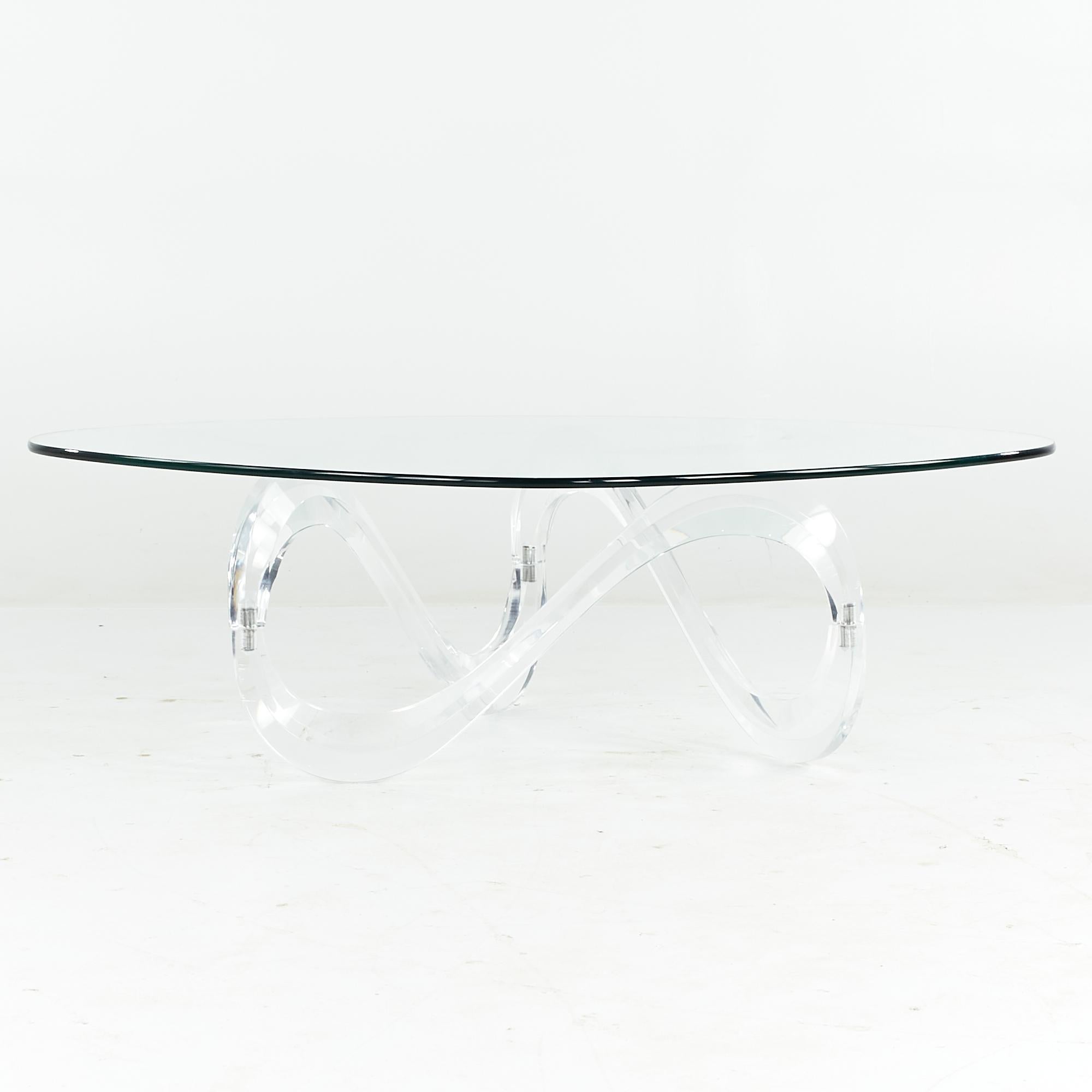 Midcentury Lucite Ribbon Coffee Table For Sale at 1stDibs