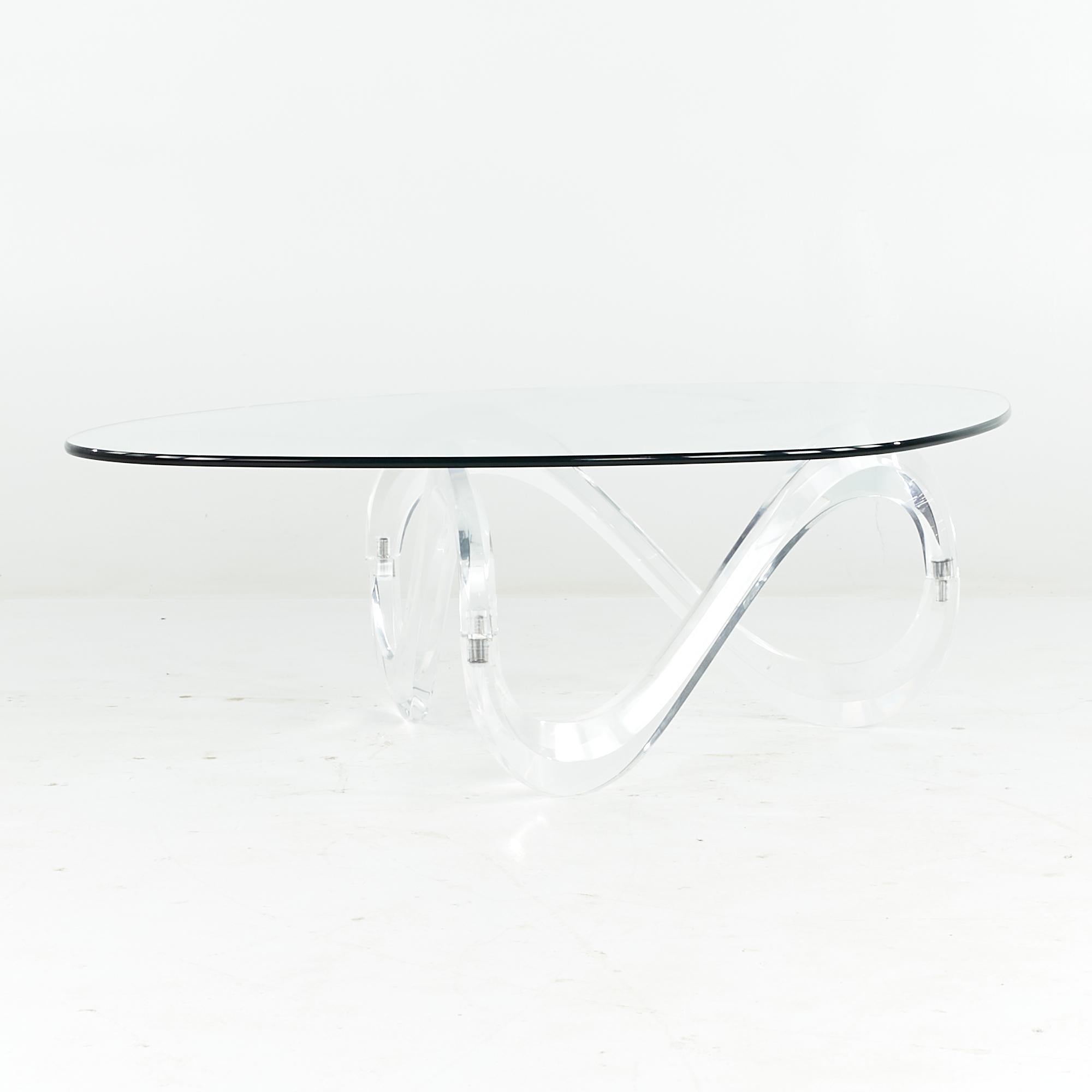 Midcentury Lucite Ribbon Coffee Table For Sale at 1stDibs