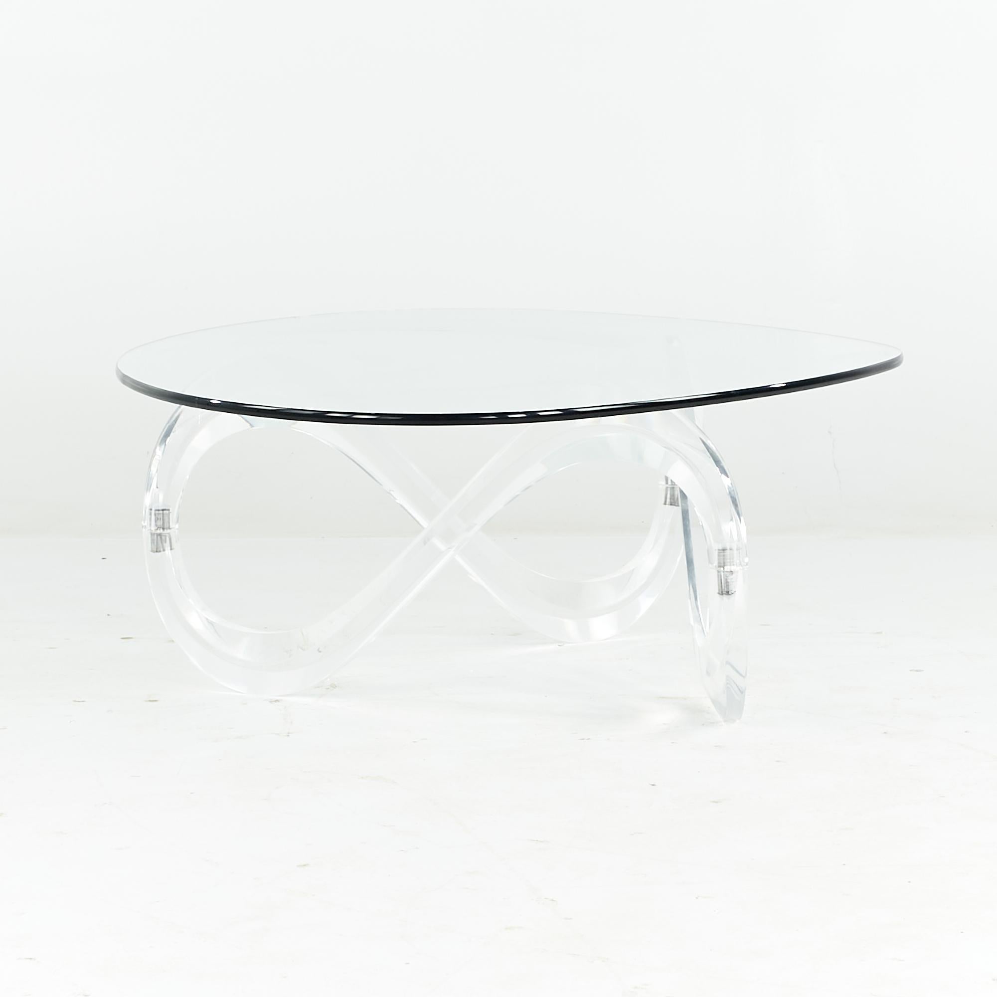 Midcentury Lucite Ribbon Coffee Table For Sale at 1stDibs