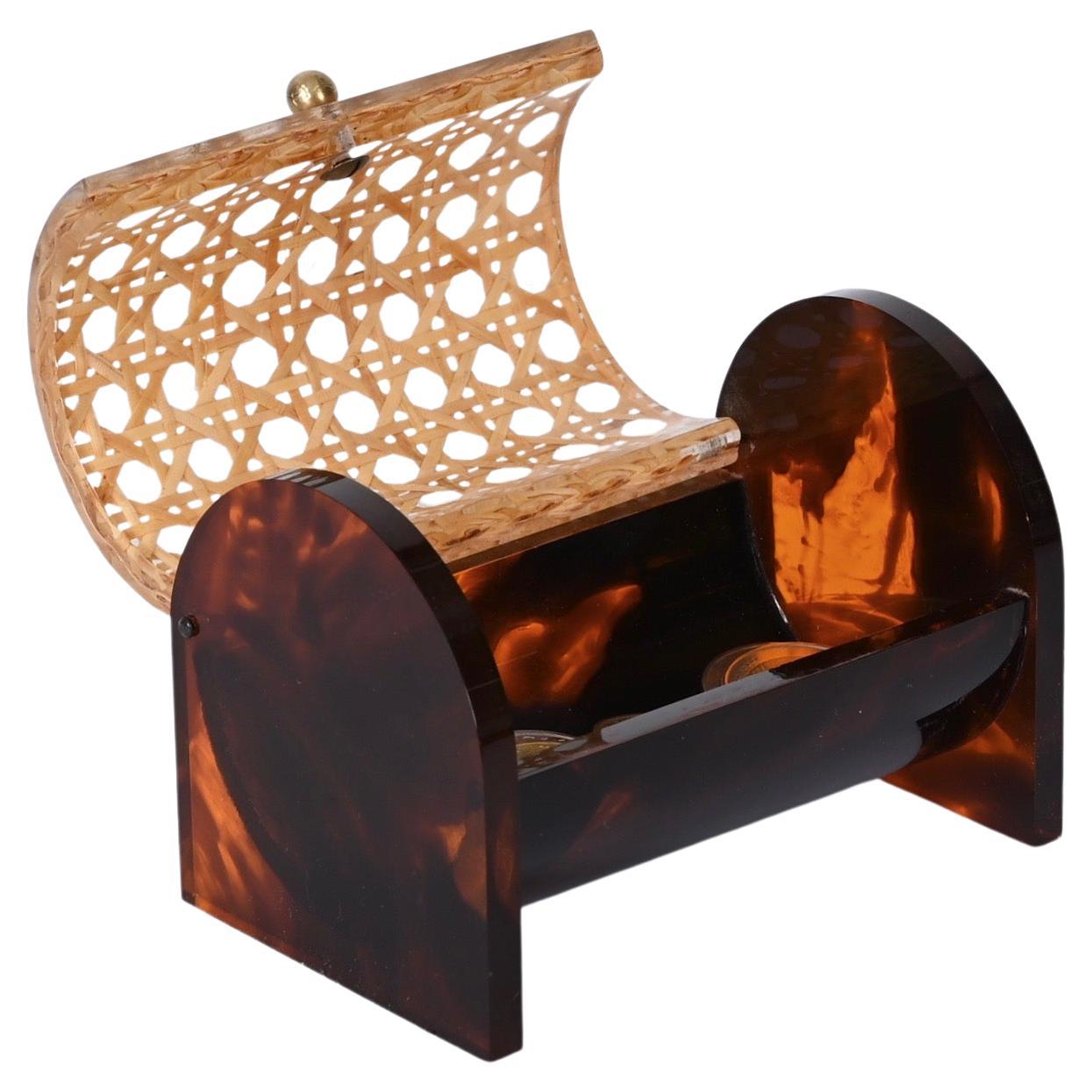 Rectangular Box Lucite and Rattan Christian Dior Home Style, Italy ...