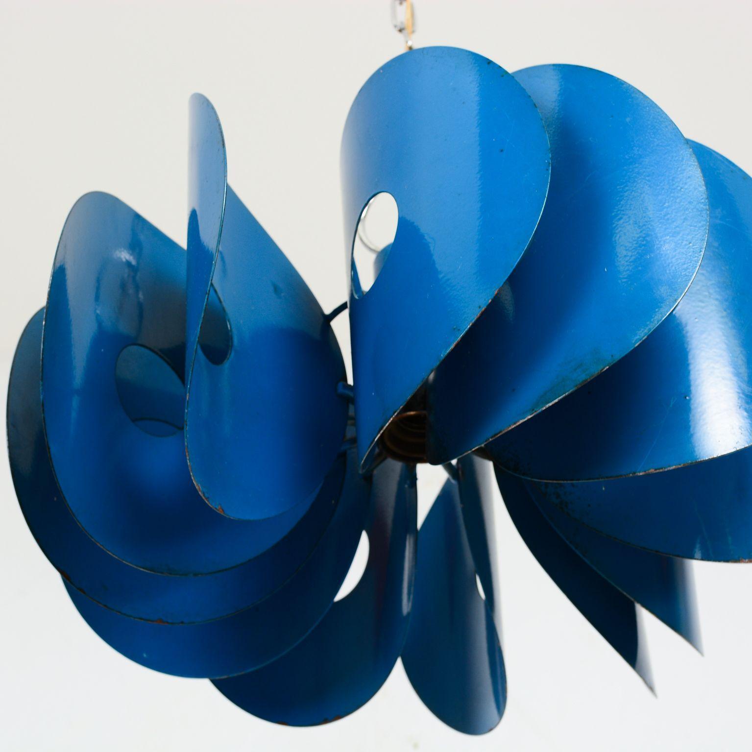 Midcentury Mad Azure Blue Hanging Light Fixture Italy 1960s at 1stDibs