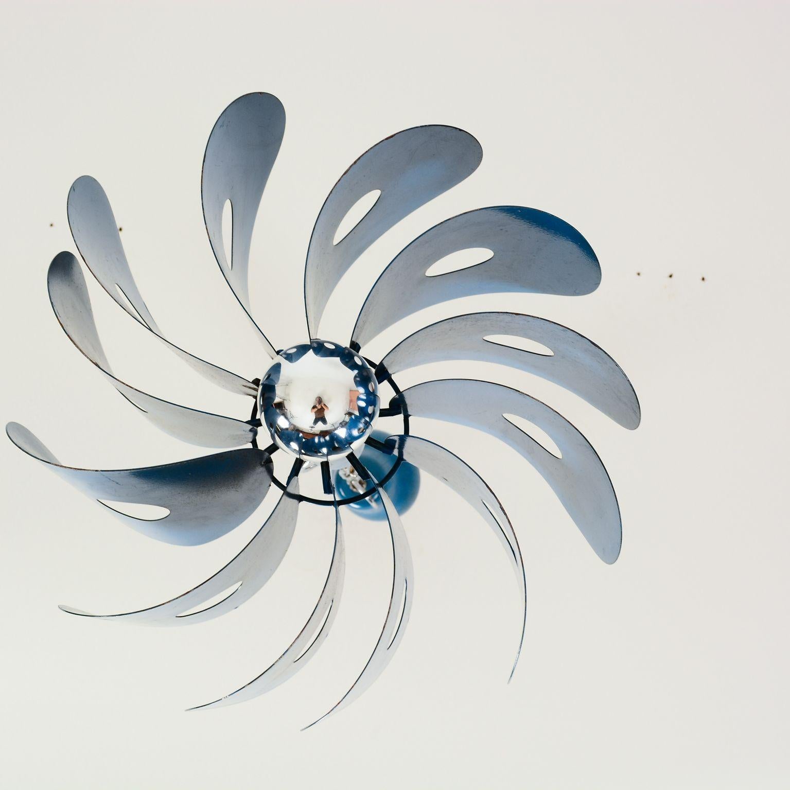 Midcentury Mad Azure Blue Hanging Light Fixture Italy 1960s at 1stDibs