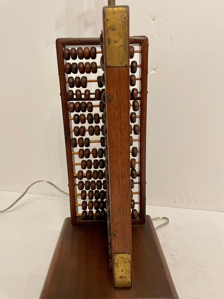 Mid Century Mahogany Abacus Lamp For Sale at 1stDibs