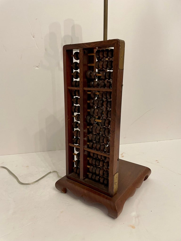 Mid Century Mahogany Abacus Lamp For Sale at 1stDibs