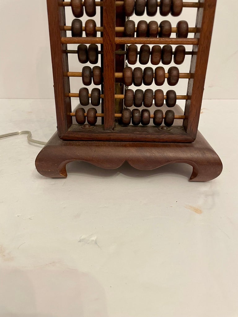 Mid Century Mahogany Abacus Lamp For Sale at 1stDibs