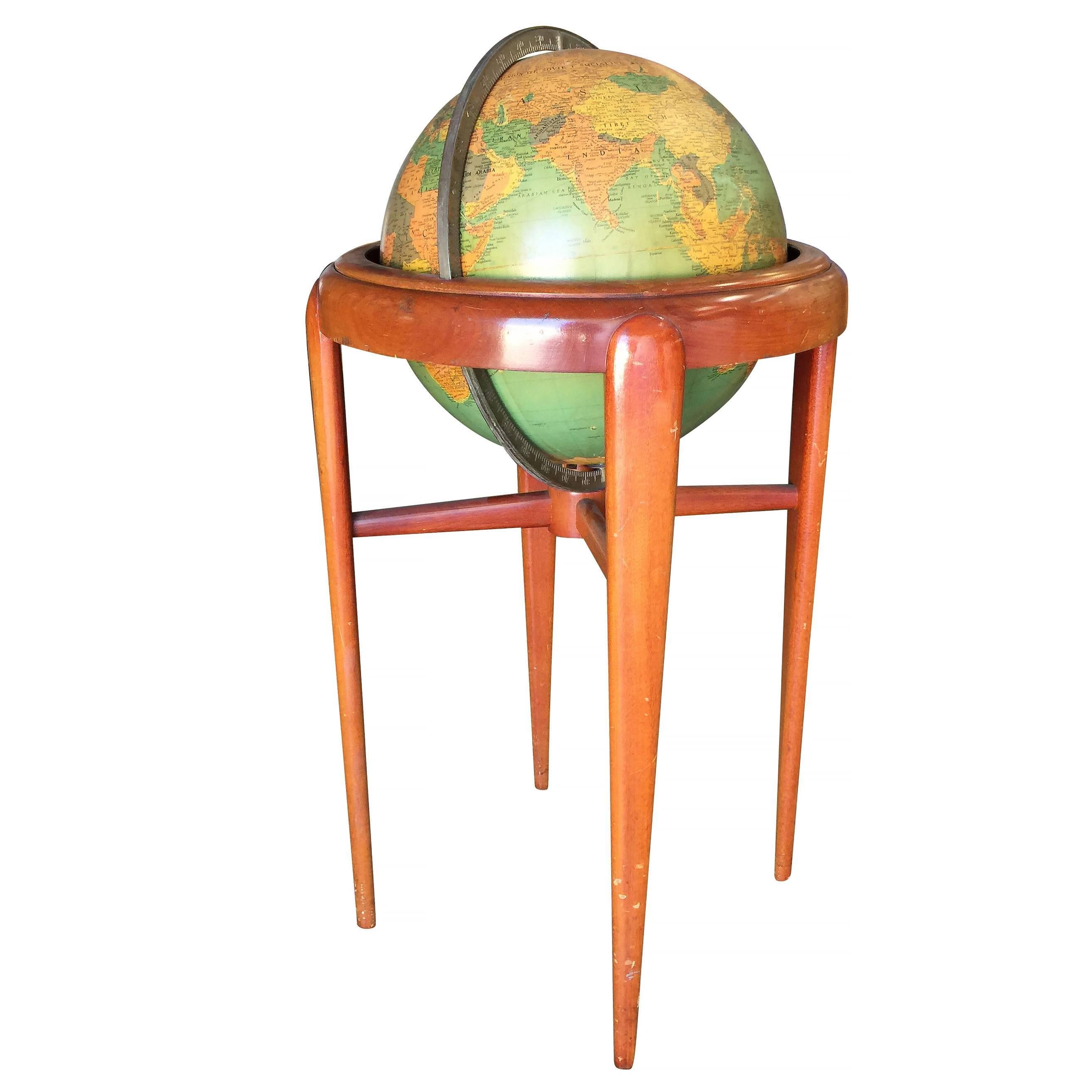 Midcentury Mahogany Floor Globe by Replogle at 1stDibs | repogle ...