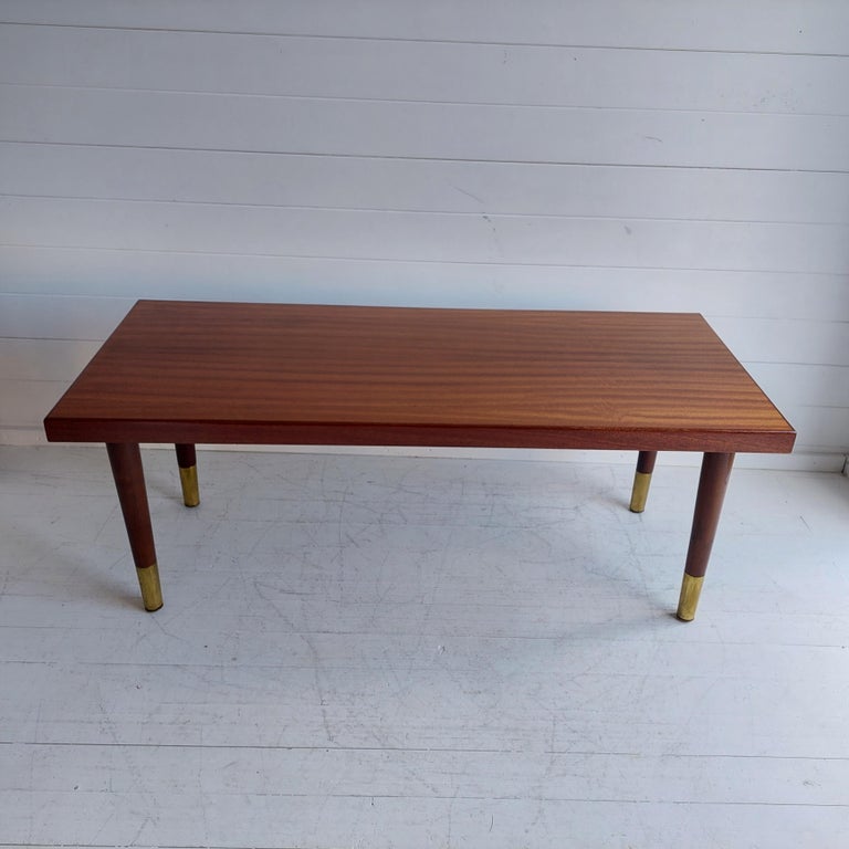Mid Century Mahogany Tola Large Coffee Table tappered legs Scandinavian ...