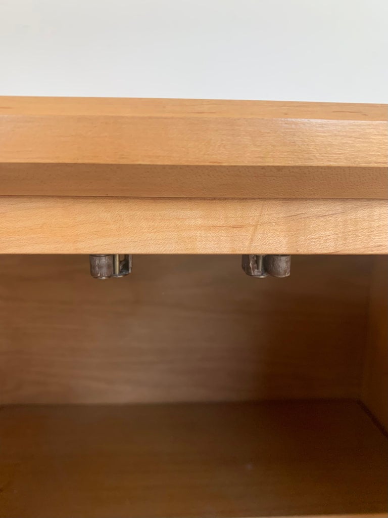 Mid Century Maple Wood Credenza with Smoked Glass Top Inlay by Stanley ...