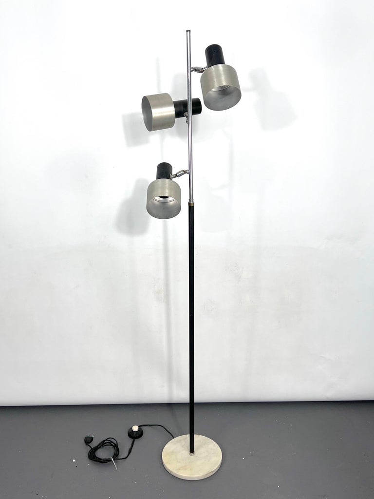 Mid-Century Marble and Metal Three Arms Floor Lamp, Italy, 1960s For ...