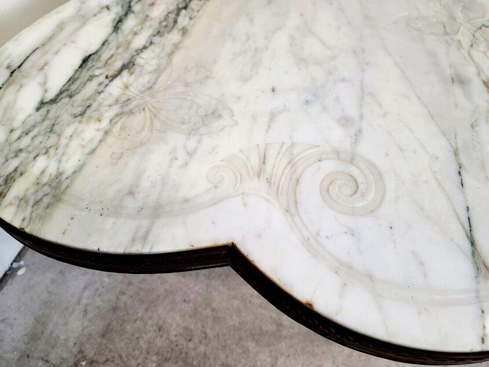 Butterfly Coffee Table 1970s Carrara Marble w Incised Butterflies and ...