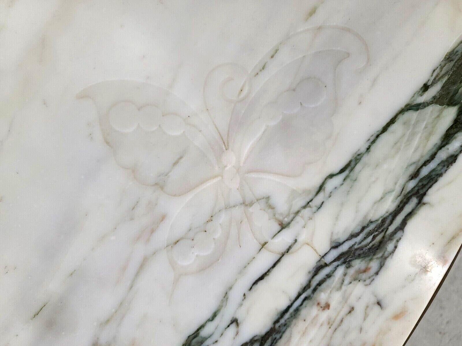 Butterfly Coffee Table 1970s Carrara Marble w Incised Butterflies and ...