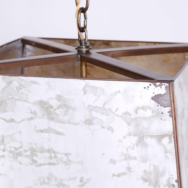 Midcentury Marbleized Mirror Pendant or Light Fixture For Sale at 1stDibs