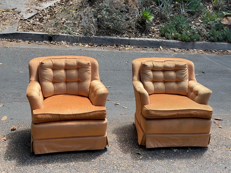 Mid Century Marge Carson Orange Club Chairs For Sale at 1stDibs