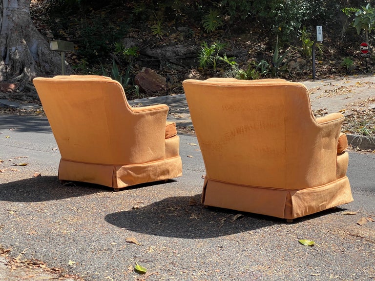 Mid Century Marge Carson Orange Club Chairs For Sale at 1stDibs