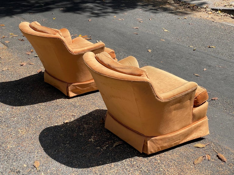 Mid Century Marge Carson Orange Club Chairs For Sale at 1stDibs