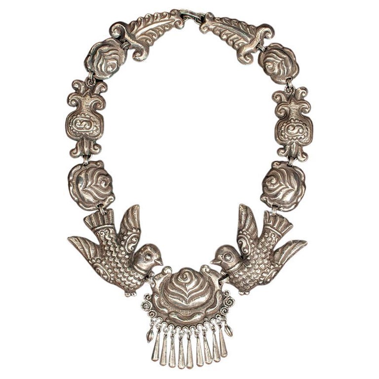 Mid-Century Matl Silver Necklace by Ricardo Salas, Mexico City at 1stDibs