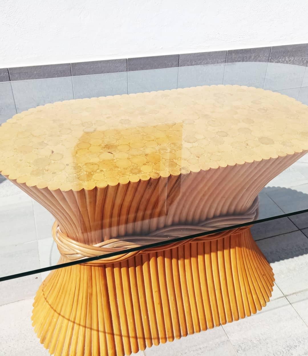 Midcentury McGuire Bamboo Cane Dining Table or Console at 1stDibs ...