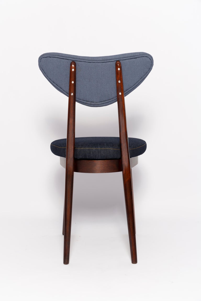 Midcentury Medium and Dark Blue Denim Heart Chair, Europe, 1960s For ...