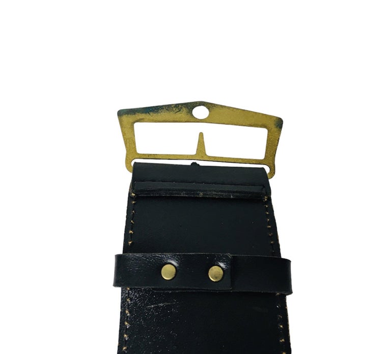 Midcentury Mercedes Wall Clock with Black Leather Strap, 1970s / 1980s ...