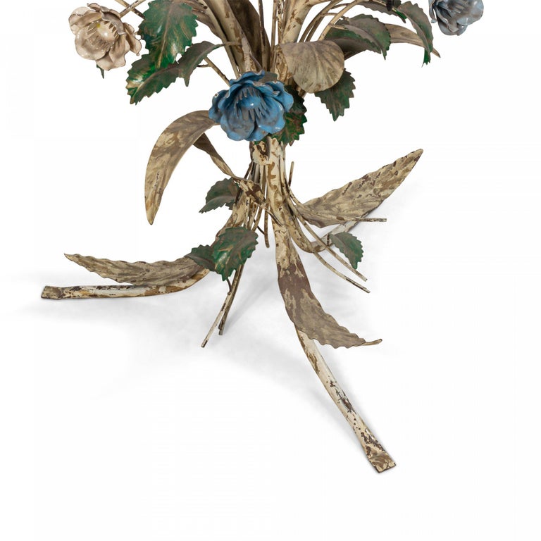 Midcentury Metal Floral Base Round Coffee Table For Sale at 1stDibs ...