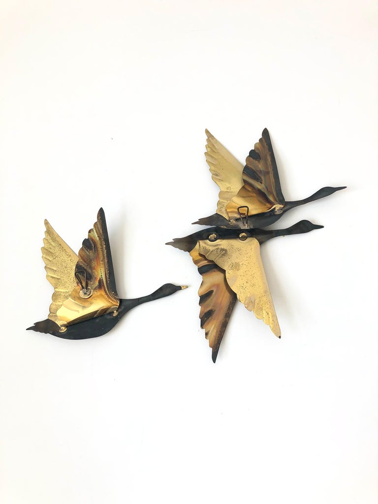 Mid Century Metal Flying Bird Wall Hangings, Set of 2 at 1stDibs
