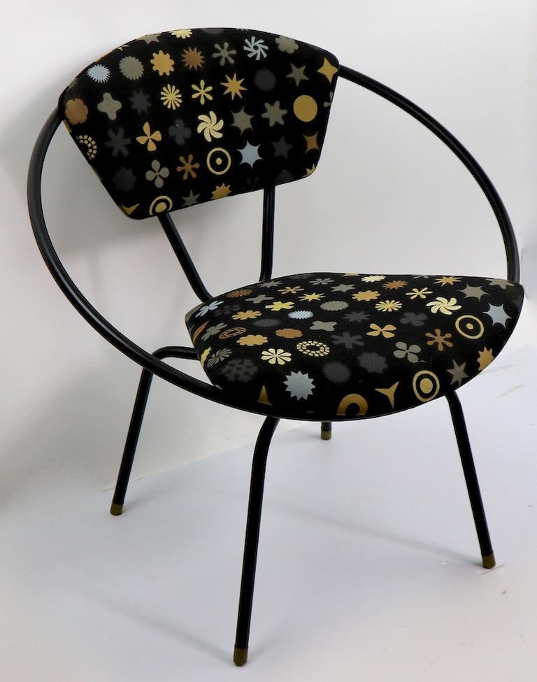 Mid Century Metal Hoop Swivel Chair with Stylish Upholstered Seat and ...