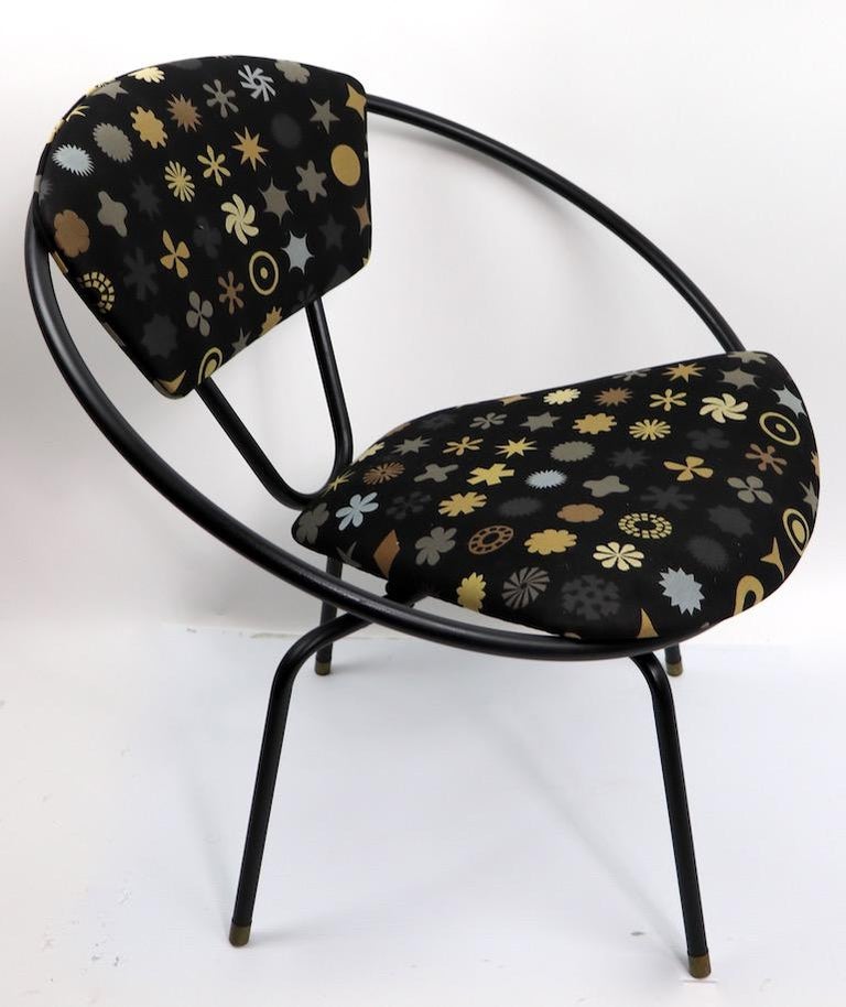Mid Century Metal Hoop Swivel Chair with Stylish Upholstered Seat and ...