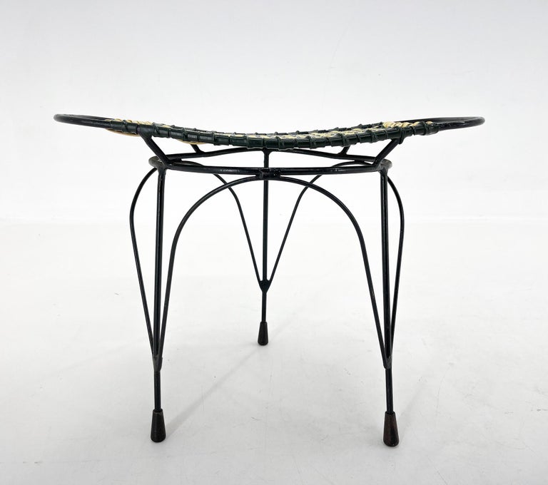 Midcentury Metal Tripod Stool or Footrest with Plastic Stripes For Sale ...