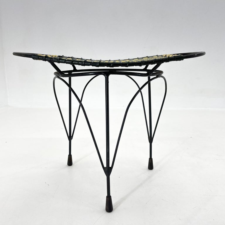 Midcentury Metal Tripod Stool or Footrest with Plastic Stripes For Sale ...