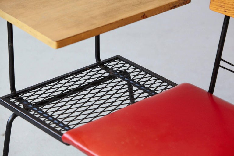 Midcentury Metal Wire Telephone Table and Bench for Left or Right Hand ...