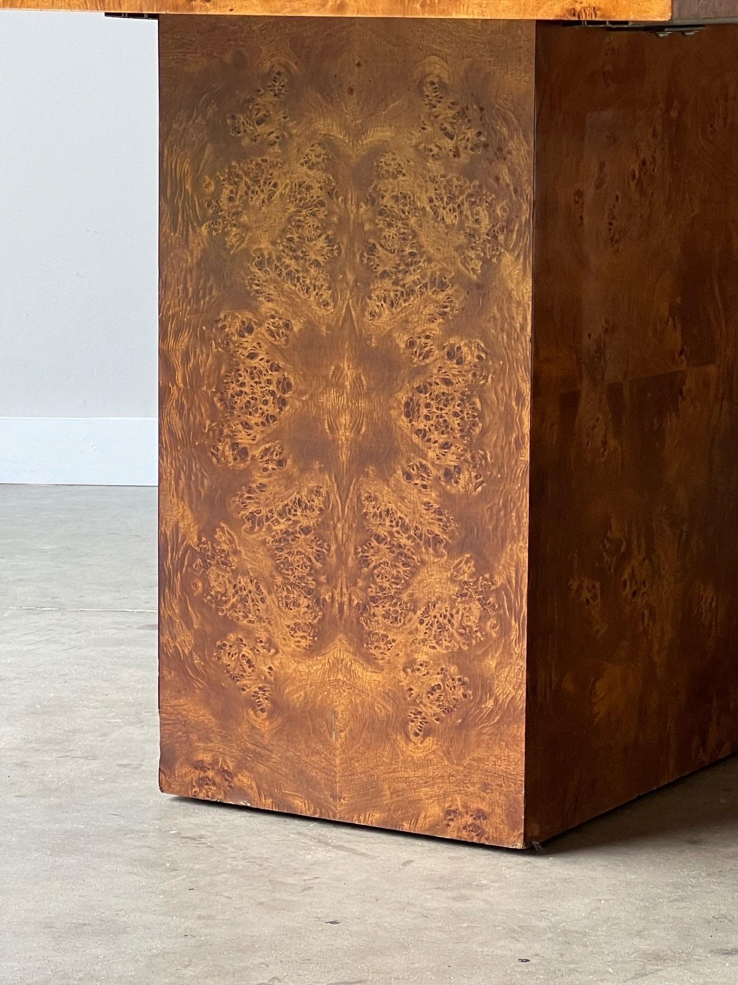 Mid-Century Milo Baughman Style Burl Dining Table For Sale at 1stDibs