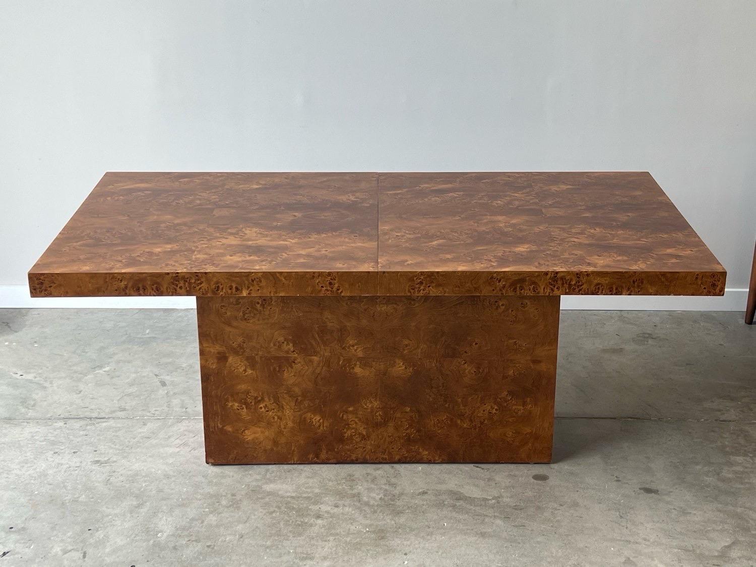Mid-Century Milo Baughman Style Burl Dining Table For Sale at 1stDibs