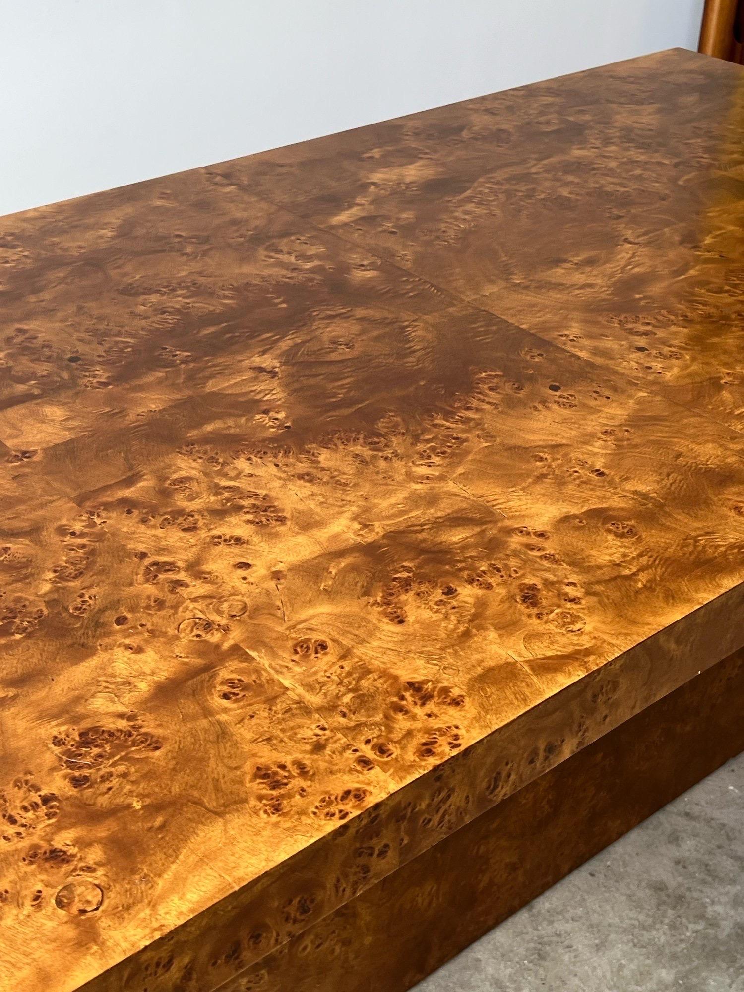 Mid-Century Milo Baughman Style Burl Dining Table For Sale at 1stDibs