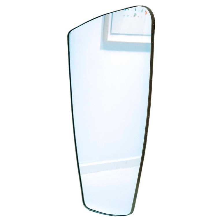 Midcentury Mirror Irregular Shape and Embossed Brass Frame Large For ...