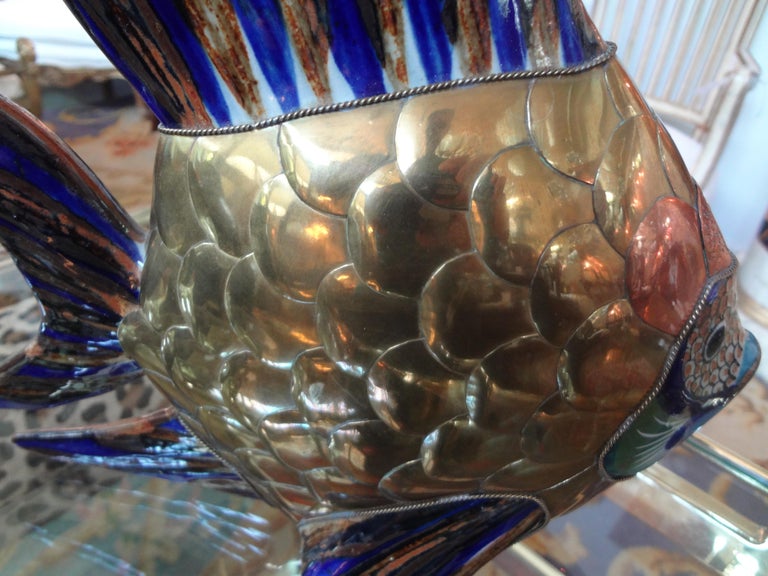 Mid Century Mixed Metal and Pottery Fish Sculpture at 1stDibs | metal ...