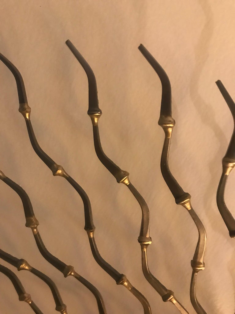 Mid Century Mixed Metal Pin Wheel Sunburst Wall Sculpture For Sale at ...