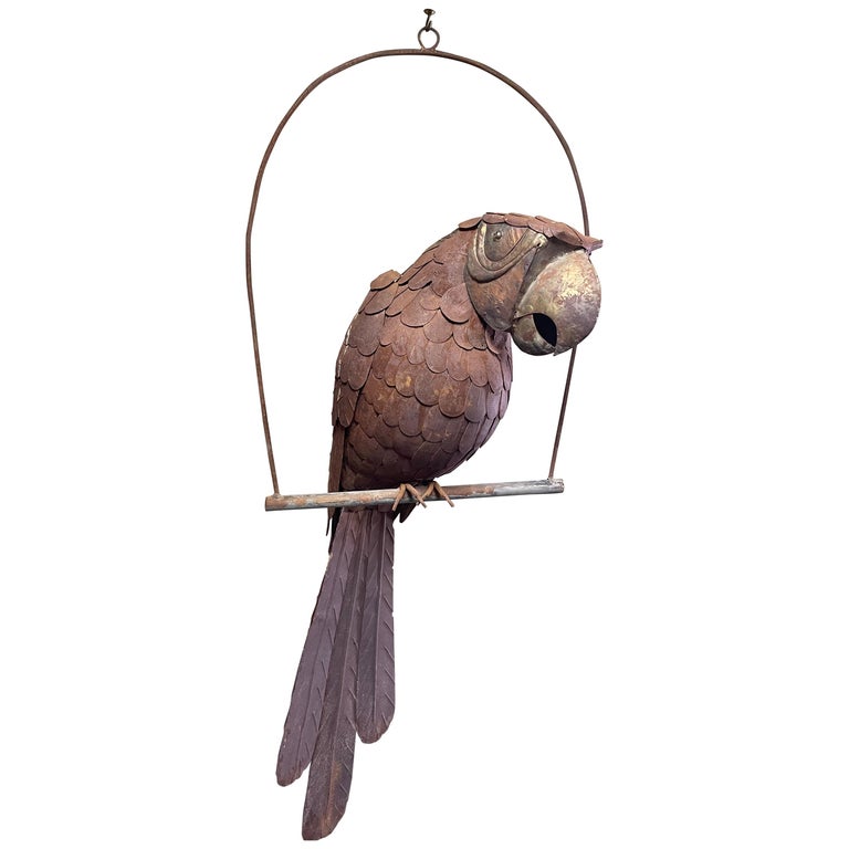 Mid-Century Mixed Metals Distressed Parrot Sculpture by Sergio ...