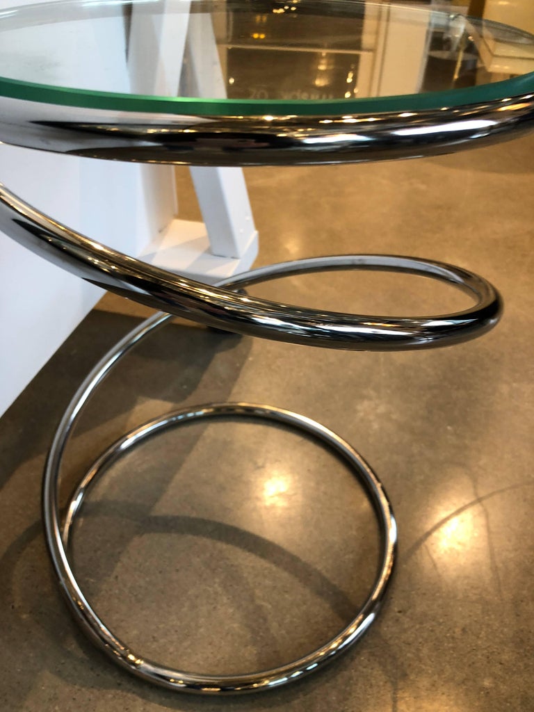 Pace Collection Round Chrome "Spring" Shaped with Inset Glass Top Side ...