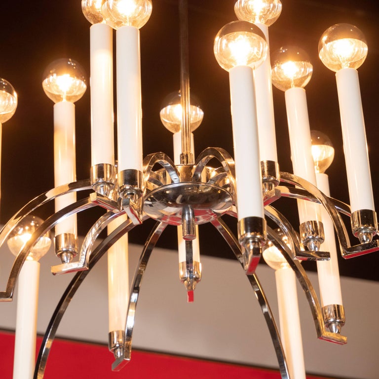 Mid-Century Modern 14-Arm Chrome Chandelier by Lightolier at 1stDibs