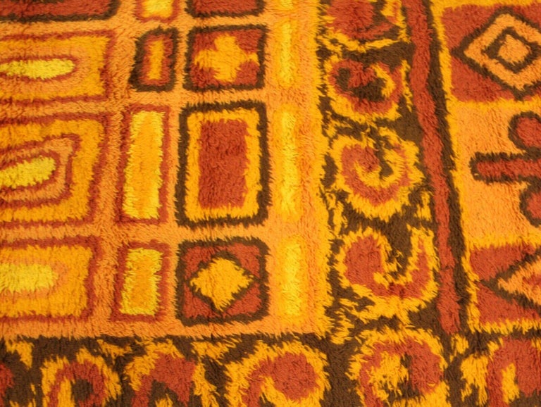 Mid-Century Modern 1960s Rya Rug Wool Shag Finland at 1stDibs