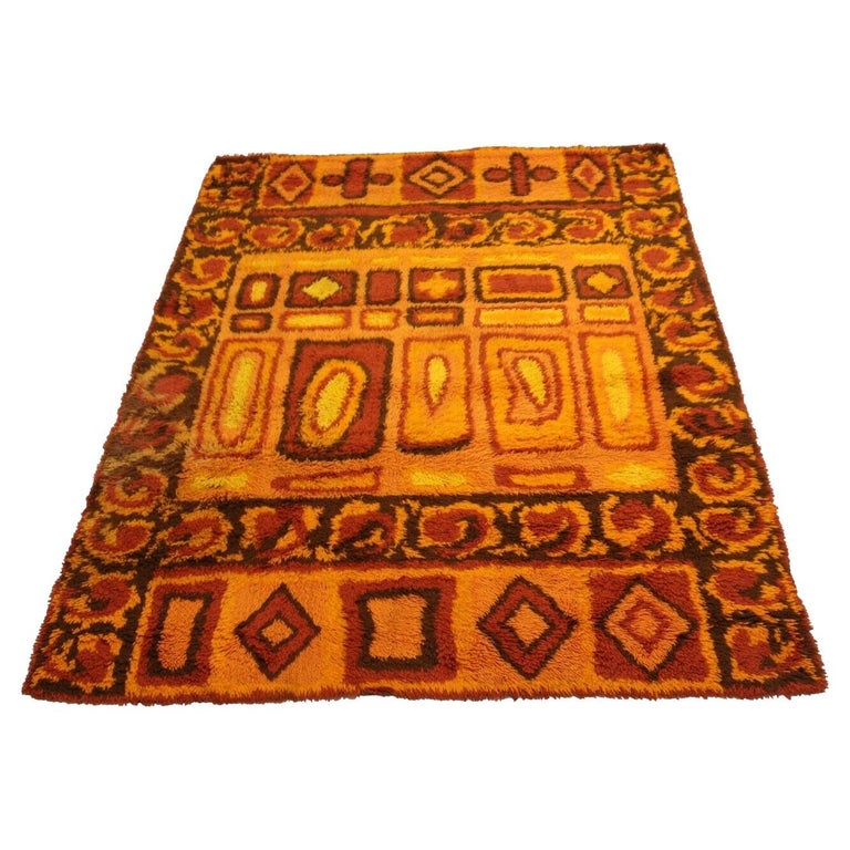 Mid-Century Modern 1960s Rya Rug Wool Shag Finland at 1stDibs