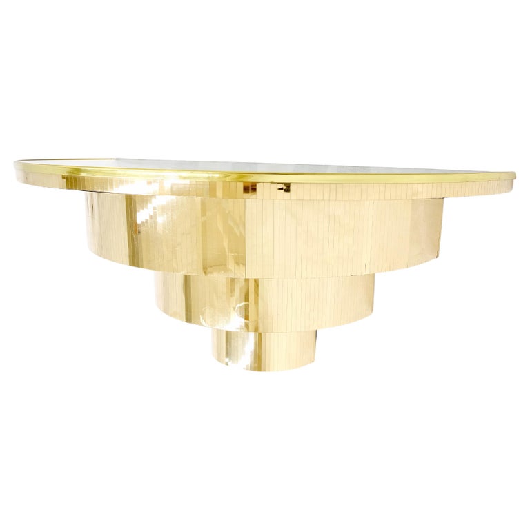 Mid-Century Modern 1970s Petit Demilune Shape Mirror Top Console Table ...