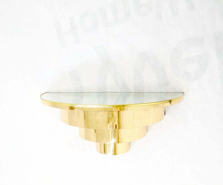 Mid-Century Modern 1970s Petit Demilune Shape Mirror Top Console Table ...